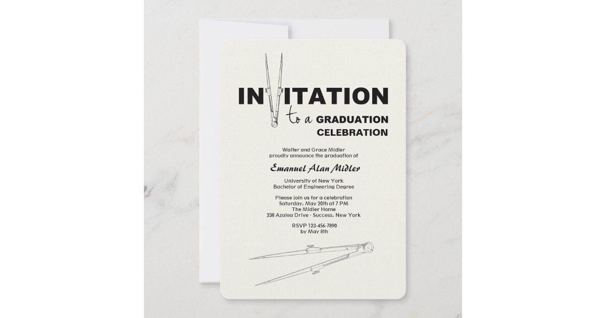 Drawing Compass Graduation Invitation | Zazzle