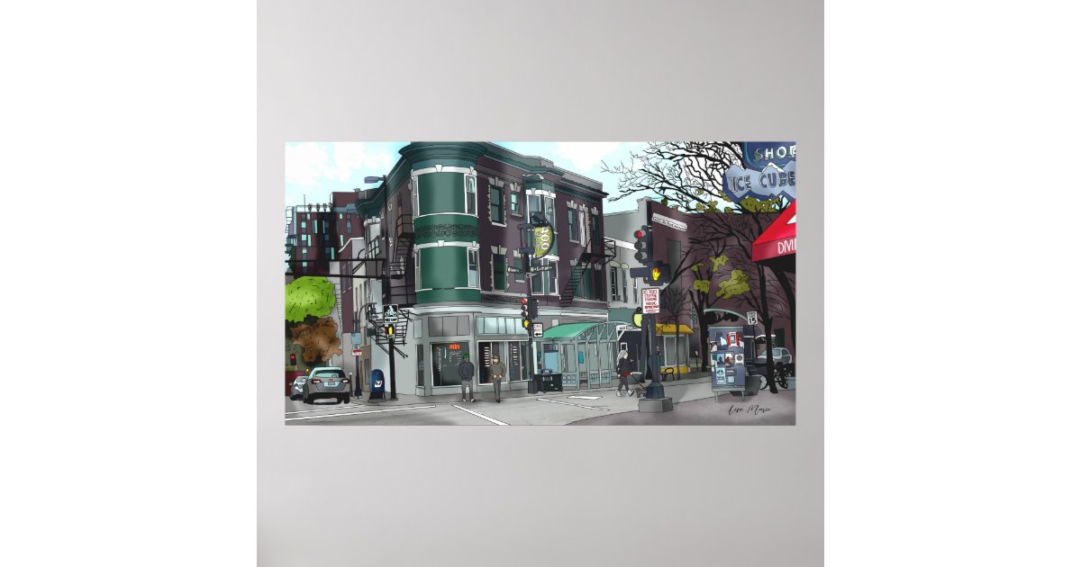 Drawing of Downtown Madison, Wisconsin Poster | Zazzle