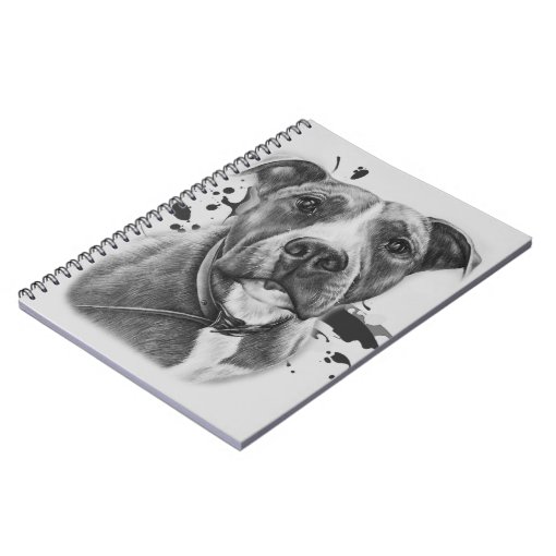Drawing of Pitbull Dog Animal Art On Paint Notebook | Zazzle