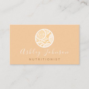 Drawn Citrus Icon Pretty Calligraphy Nutritionist Business Card | Zazzle