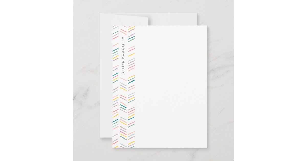 Drawn Herringbone Stationery - Rose Note Card | Zazzle