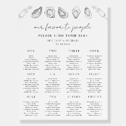 Drawn Oysters Champagne 12 Tables Wedding Seating Foam Board | Zazzle