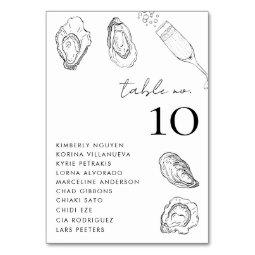 Drawn Oysters Seating Chart Names Wedding Sign Table Number | Zazzle