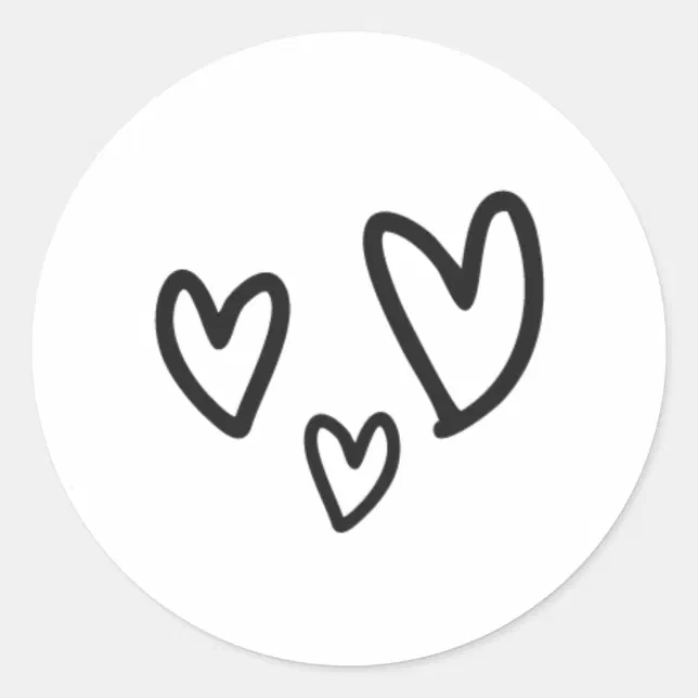 Drawn Together Hearts Wedding Classic Round Sticker | Zazzle