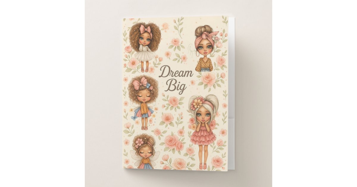 Dream Big Chibi Girls Journal Pocket Folder | Zazzle
