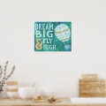Dream Big Fly High Hot Air Balloon Blue Green Poster | Zazzle