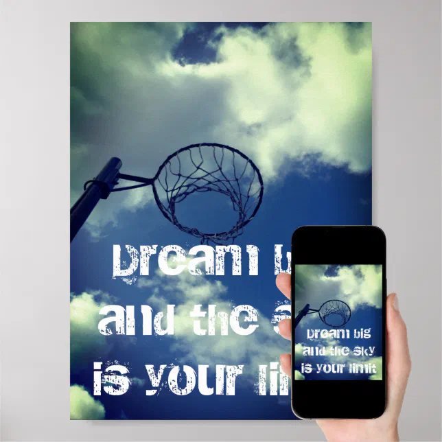 Dream Big Motivational Netball Quote Poster | Zazzle