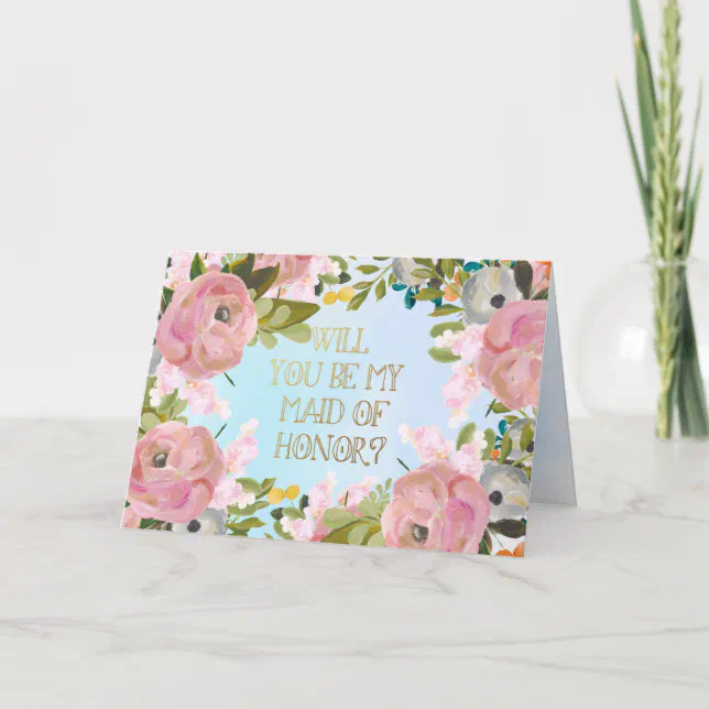 Dream Garden Floral Custom Maid of Honor Request Invitation | Zazzle