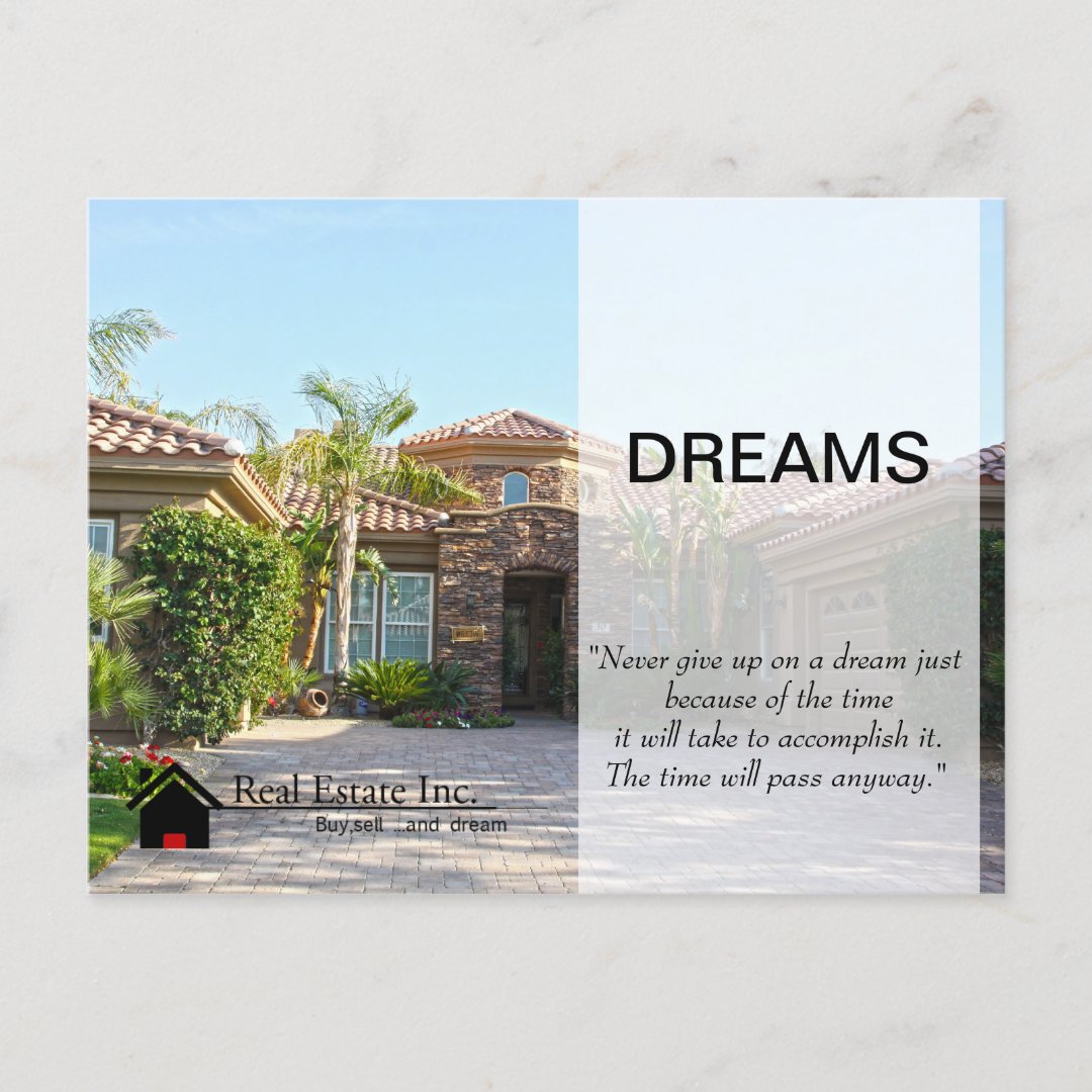 Dream Home Real Estate postcard | Zazzle
