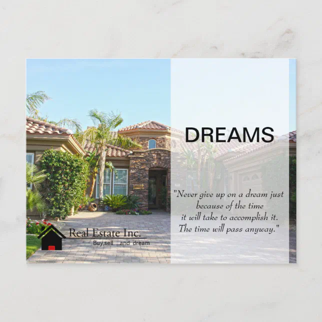 Dream Home Real Estate postcard | Zazzle