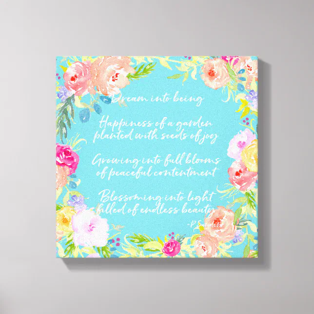Dream Poem Watercolor Floral Canvas Print | Zazzle