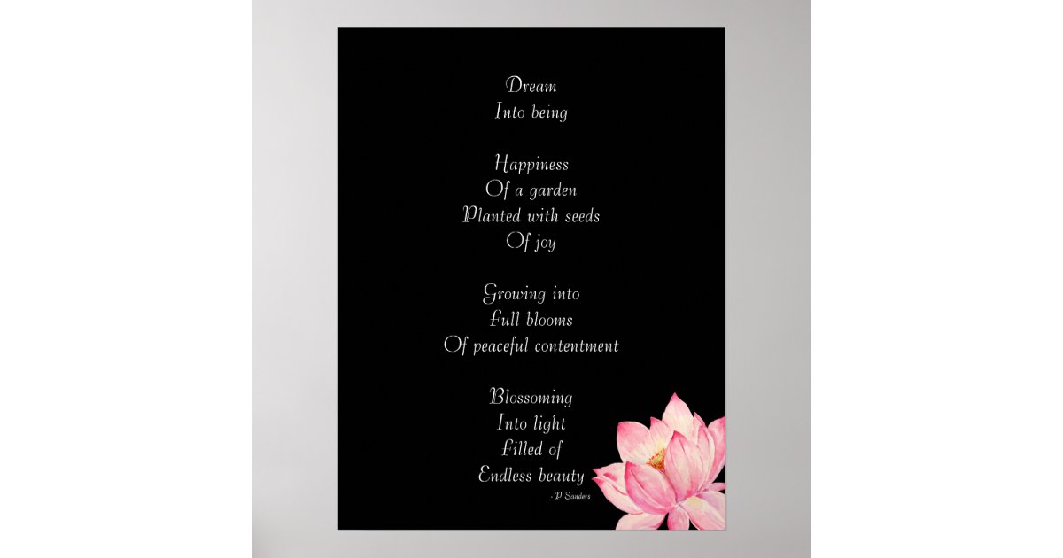Dream Poem with Lotus Flower Poster | Zazzle