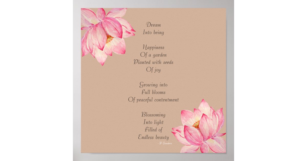 Dream Poem with Lotus Flowers Poster | Zazzle