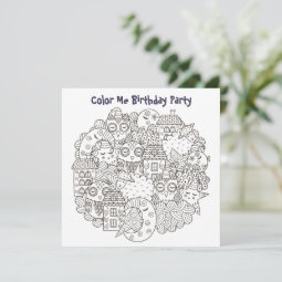 Dream Time Customizable COLOR ME Birthday Invitation | Zazzle