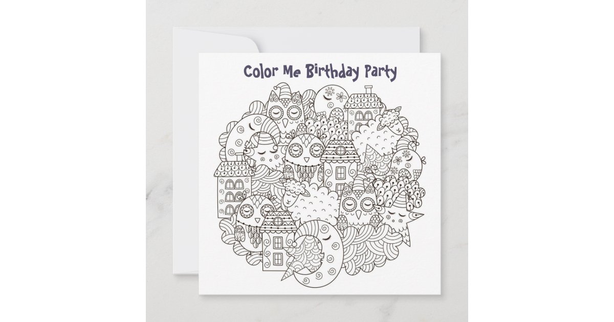 Dream Time Customizable COLOR ME Birthday Invitation | Zazzle