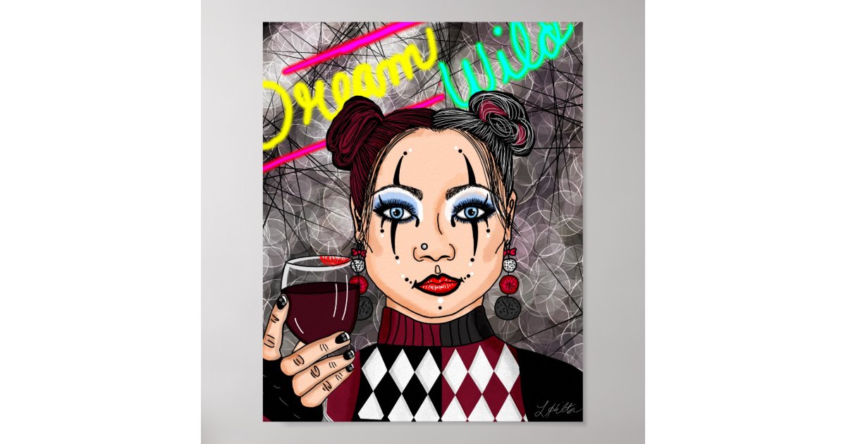 Dream Wild Jester Harlequin Woman Poster | Zazzle