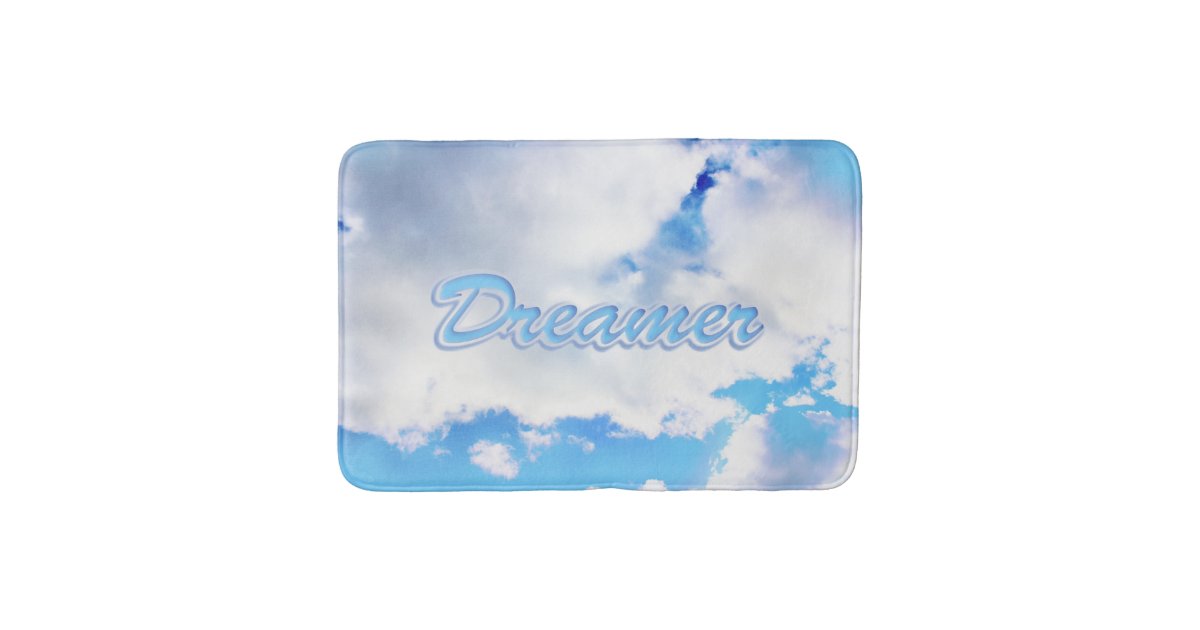 Dreamer Puffy White Clouds and Blue Sky Bath Mat | Zazzle