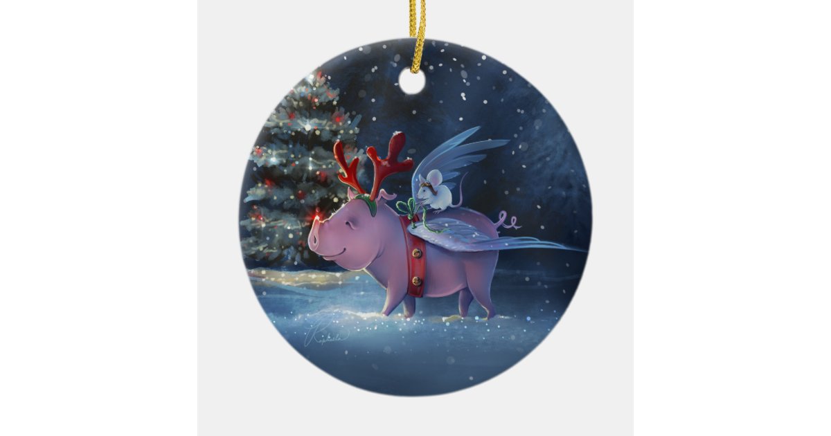 Dreams Come True Unique Flying Pig Christmas Ceramic Ornament | Zazzle