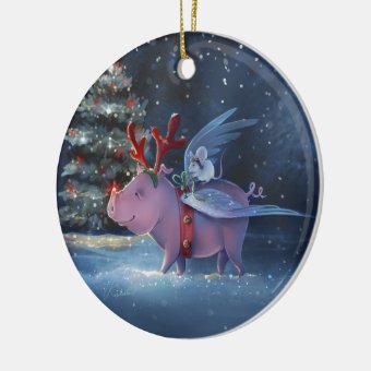 Dreams Come True Unique Flying Pig Christmas Ceramic Ornament | Zazzle