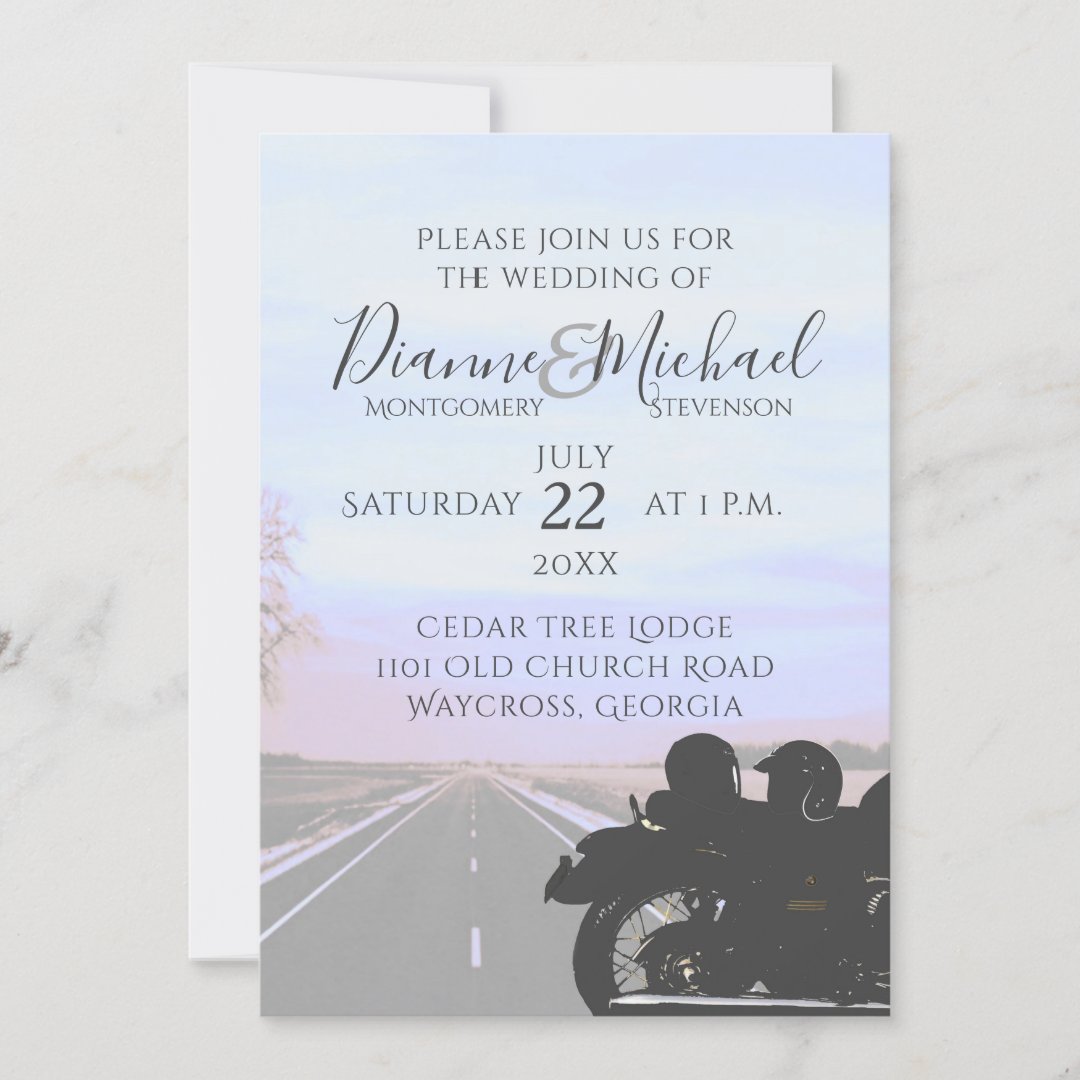 Dreams of the Open Road Motorcycle Wedding Invitation | Zazzle