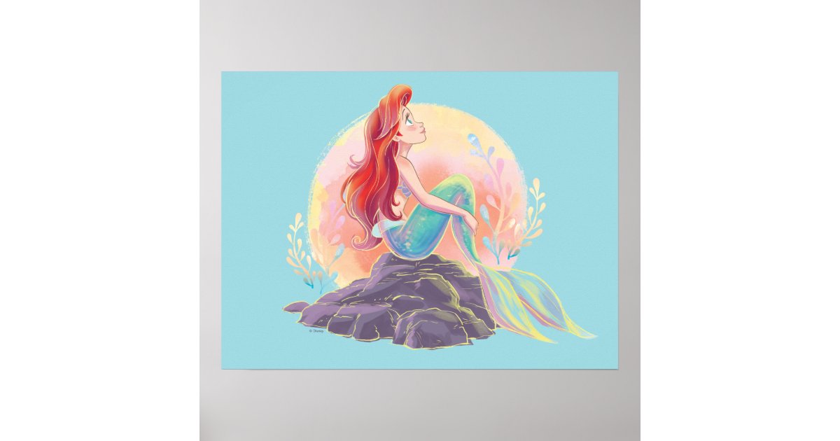 Dreamy Ariel on the Rocks Poster | Zazzle