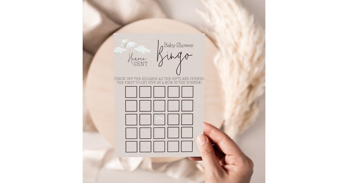Dreamy Beige Heaven Sent Gender Reveal Bingo Game | Zazzle