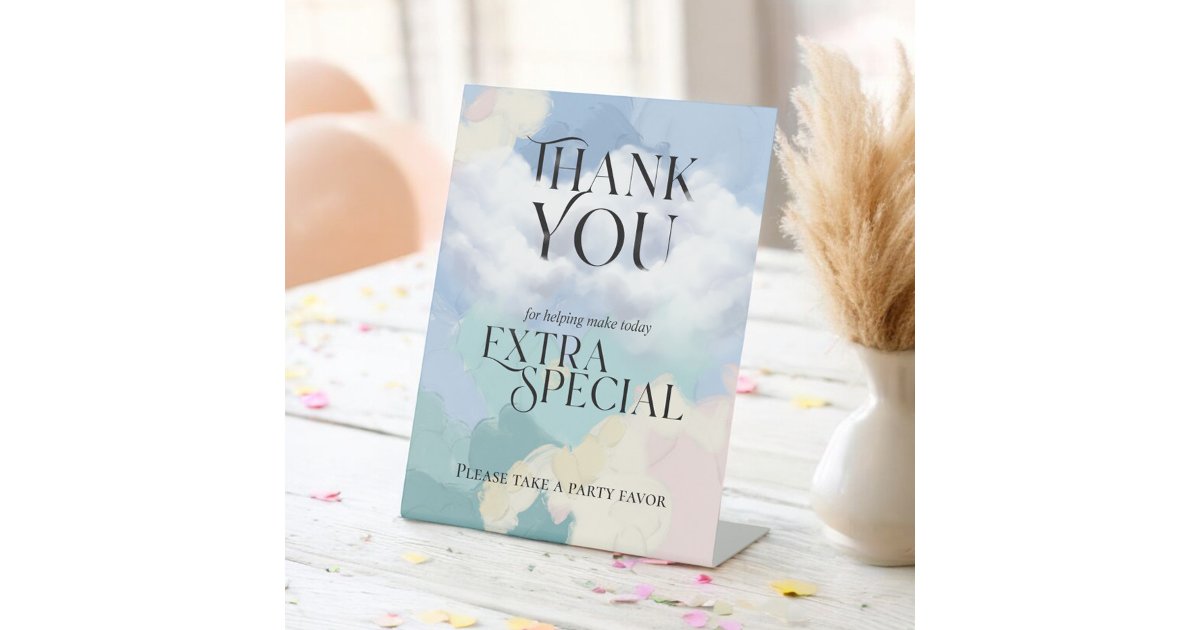 Dreamy Cloud Nine Please Take One Party Favor Pedestal Sign | Zazzle