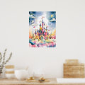 Dreamy Fairy Tale Castle - Magical Watercolor Poster | Zazzle