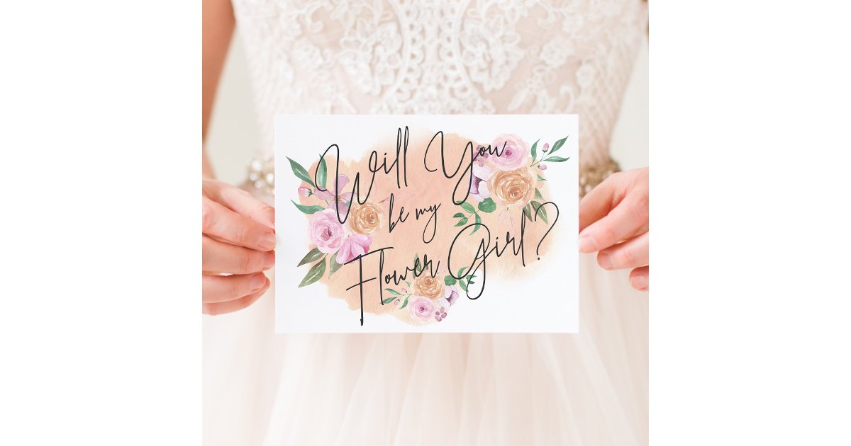 Dreamy Floral Flower Girl Card | Zazzle