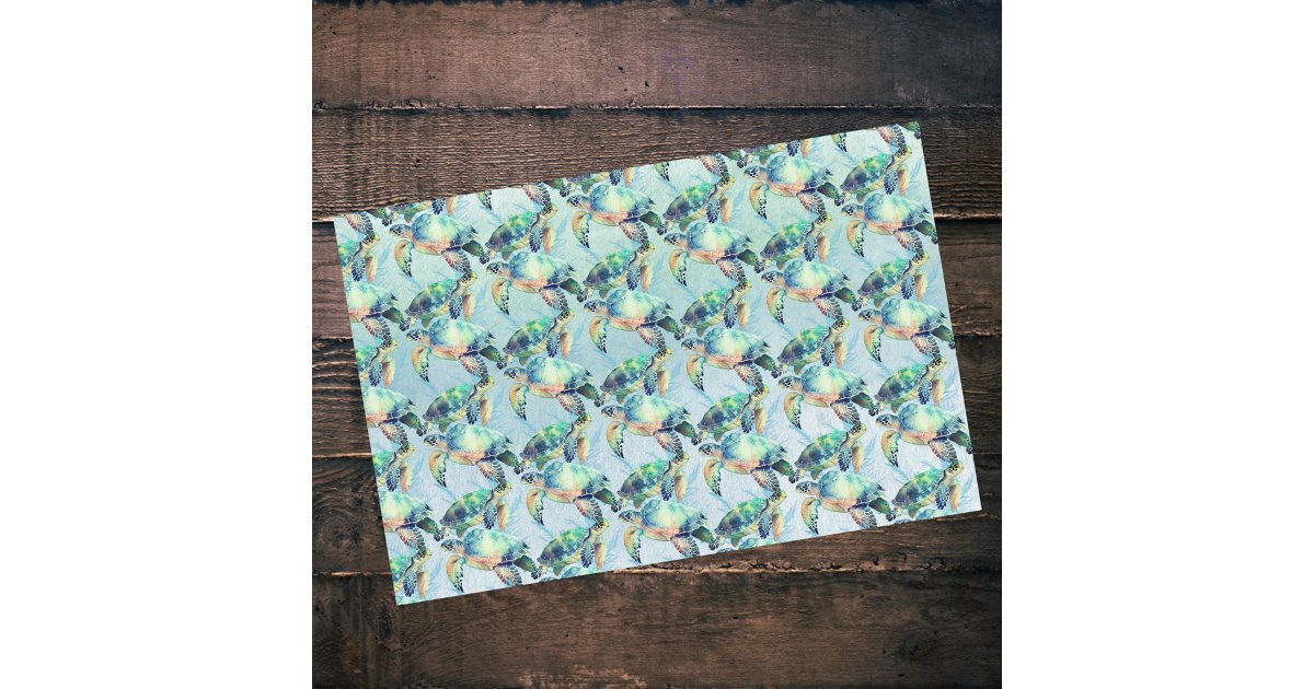Dreamy Green and Blue Sea Turtles and Seaweed Tissue Paper | Zazzle