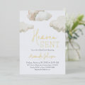 Dreamy Heaven Sent Blue Boy Baby Shower Foil Invitation | Zazzle