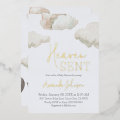 Dreamy Heaven Sent Blue Boy Baby Shower Foil Invitation | Zazzle