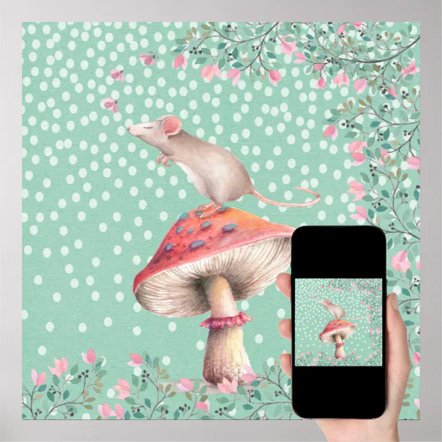 Dreamy mouse- Watercolor Illustration Poster | Zazzle