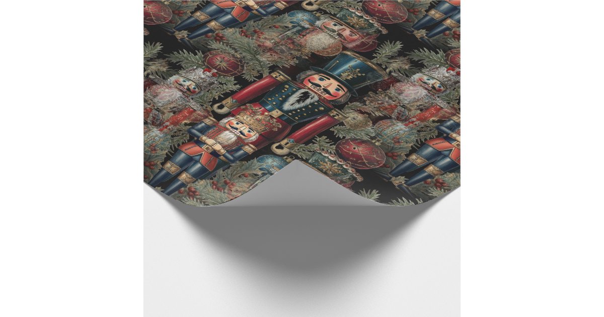 Dreamy Nutcracker Christmas Deep Blue Wrapping Paper | Zazzle
