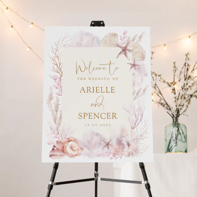 Dreamy Ocean Beach Seaside Wedding Welcome Foam Board | Zazzle