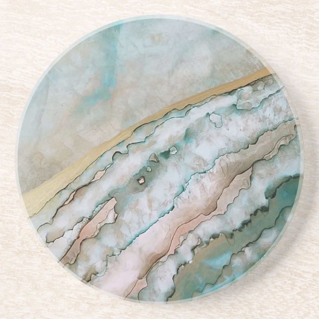 Dreamy Ocean Inspired Ink Design Coaster | Zazzle
