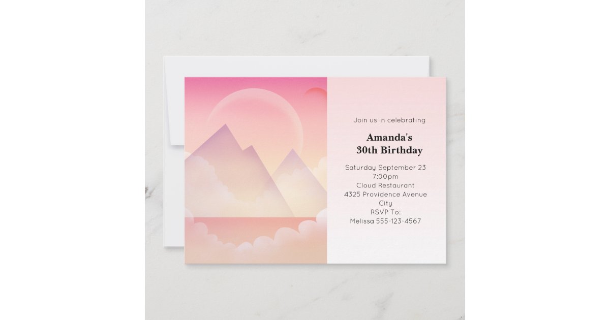 Dreamy Pastel Mountain Landscape Birthday Invitation | Zazzle