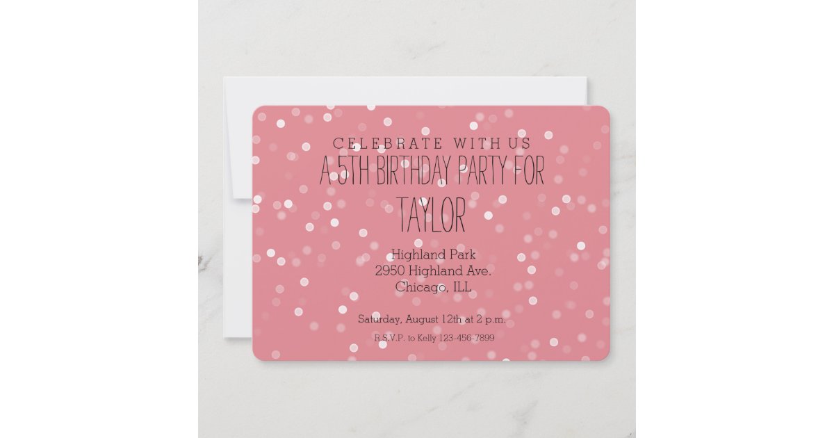 Dreamy Pink and White Bokeh Confetti Invitation | Zazzle