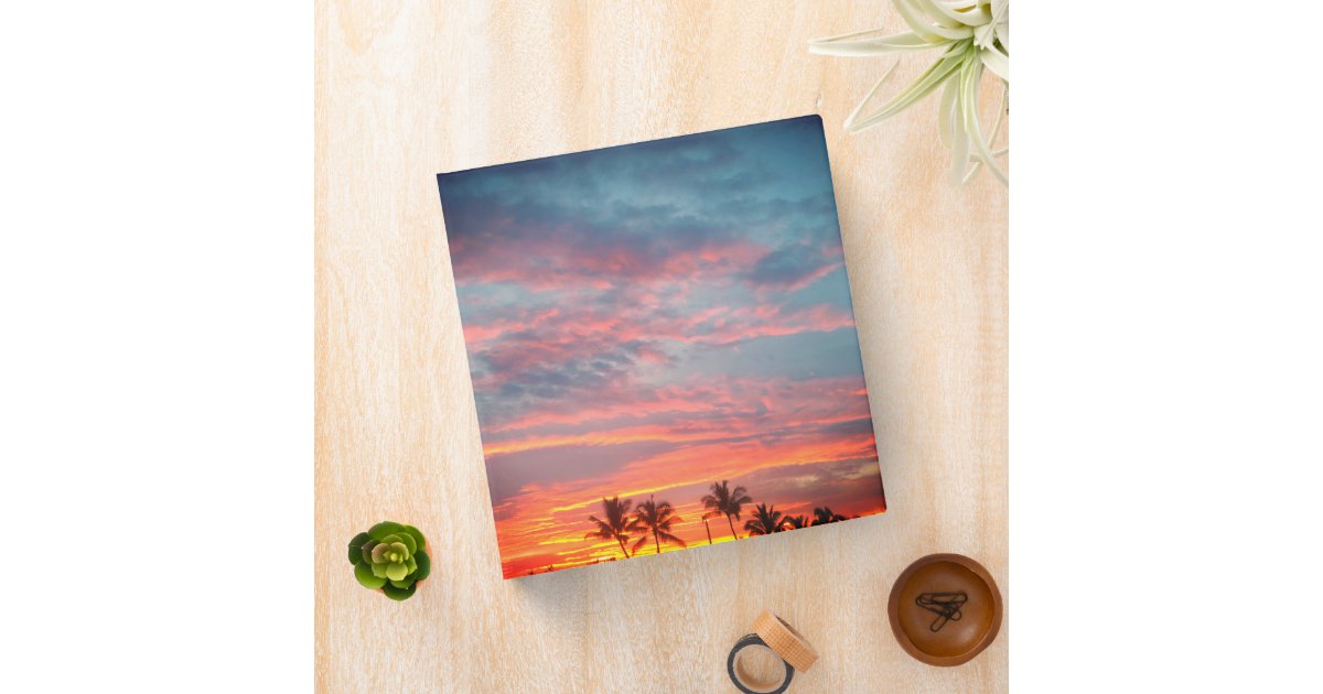 Dreamy Tropical Sunset 3 Ring Binder | Zazzle