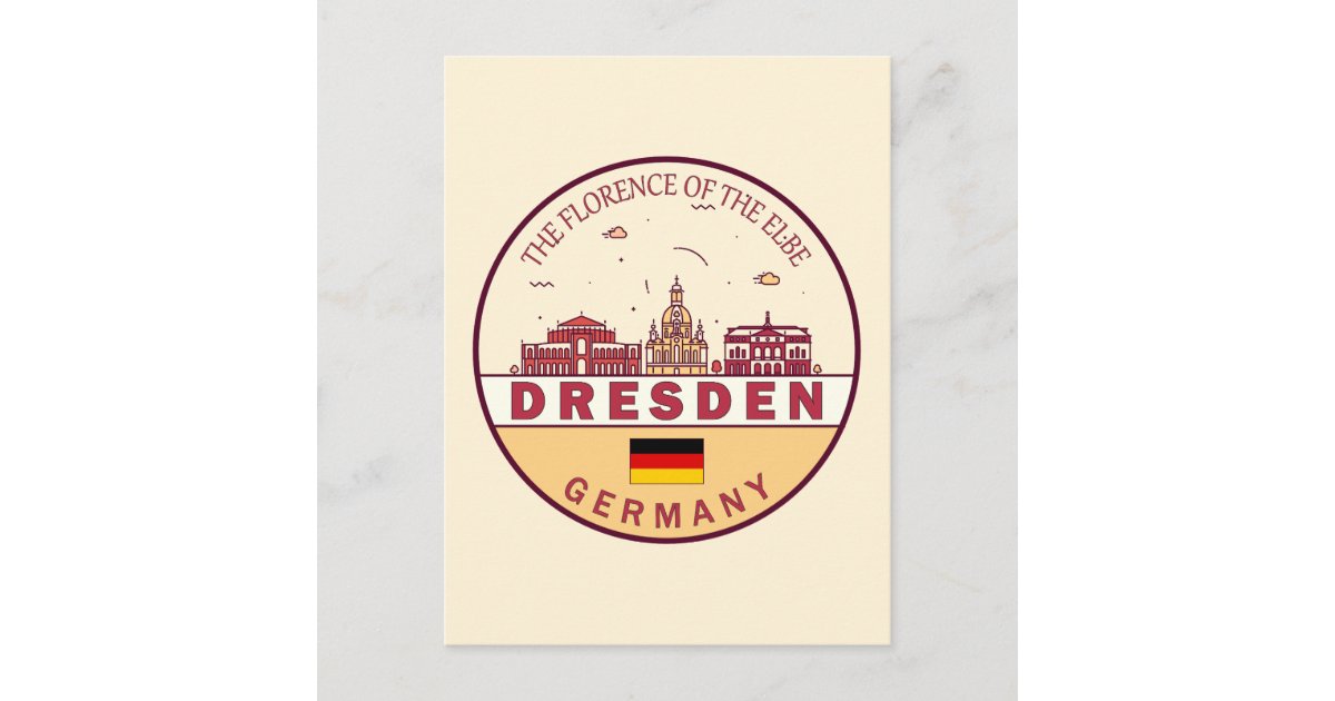 Dresden Germany City Skyline Emblem Postcard | Zazzle