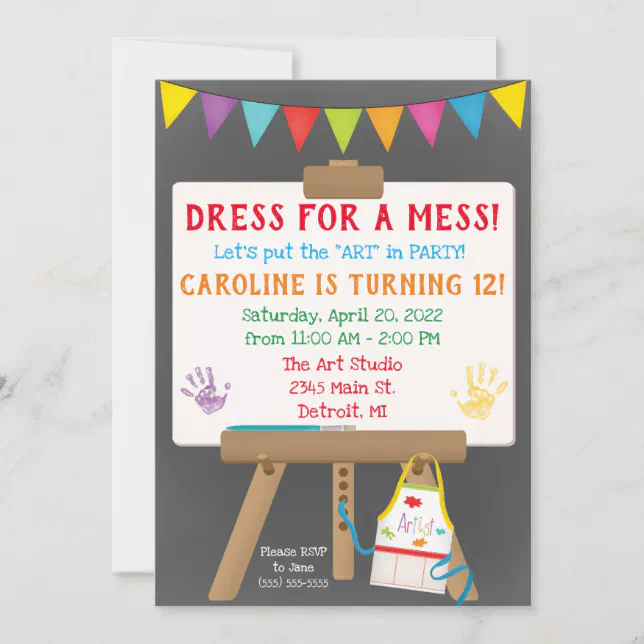 Dress for a Mess, Art Party Invitation | Zazzle