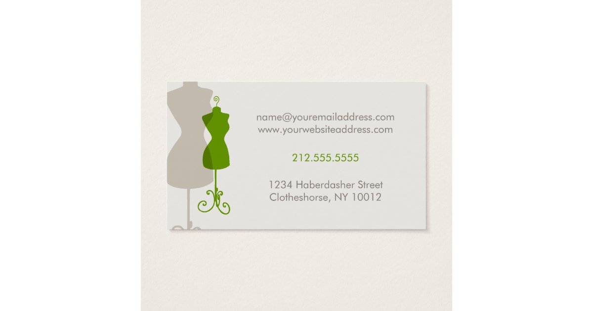 Dress Form Alteration & Fashion Design Card green | Zazzle