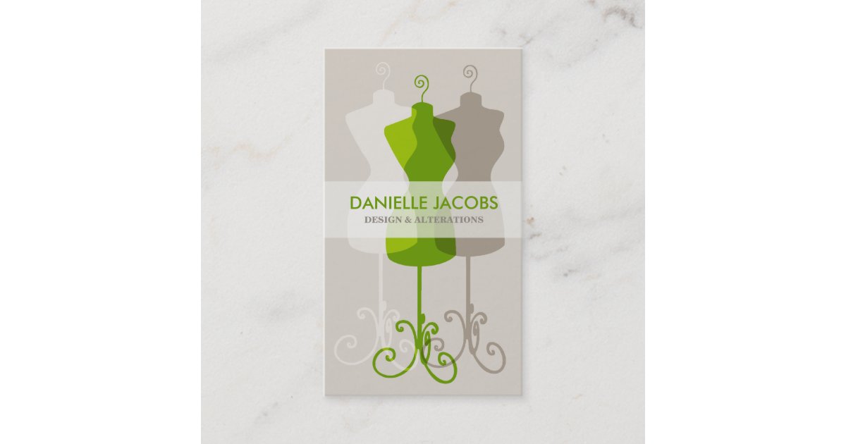 Dress Form Alteration & Fashion Design Card green | Zazzle