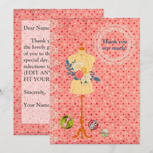 Dress form Dressform Thank You Card | Zazzle