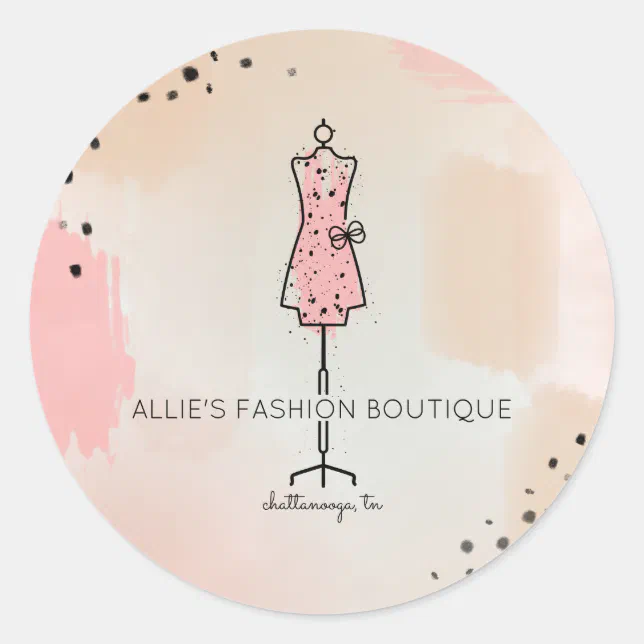 Dress Form Line Drawing Fashion Business Logo Classic Round Sticker ...