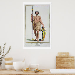 Dress of a Breton Warrior from 'Receuil des Estamp Poster | Zazzle