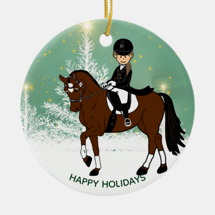Dressage Horse Rider Xmas Decoration Personalized | Zazzle