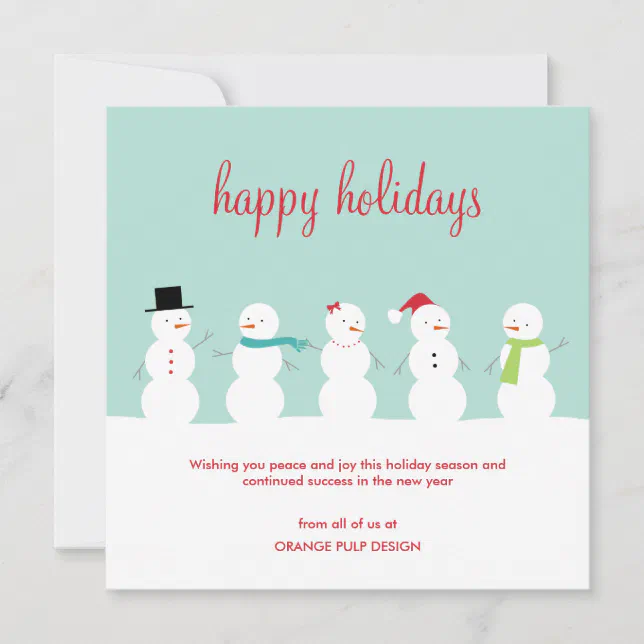Dressed Snowmen Business Holiday Cards | Zazzle