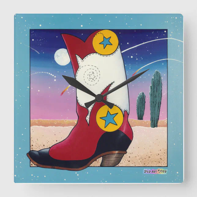 Dressed Up Western Cowboy Boot WALL CLOCK | Zazzle