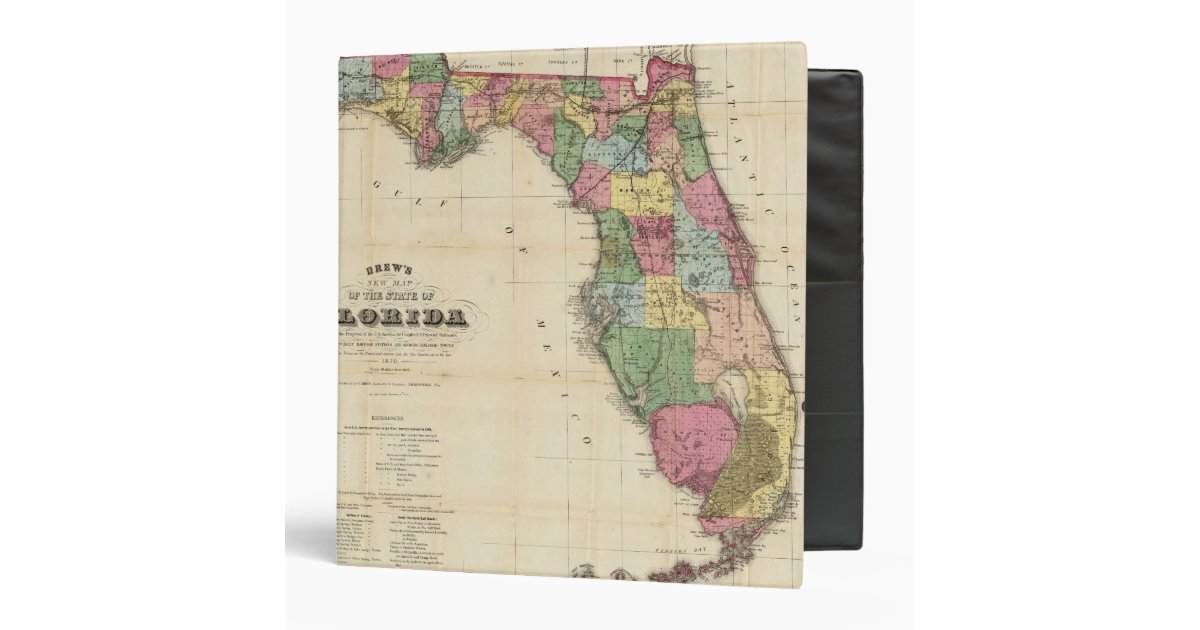 Drew's New Map Of The State Of Florida 3 Ring Binder | Zazzle